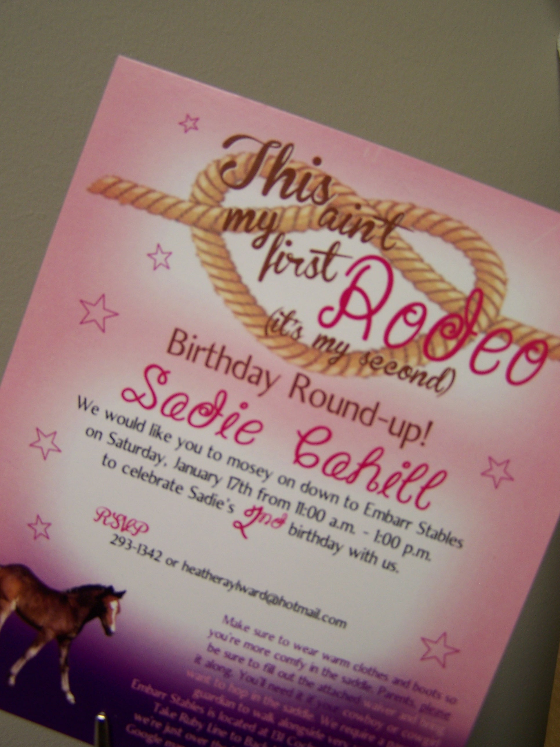 Rodeo Birthday Invitation Front - Aylwards Designs PlusAylwards Designs ...
